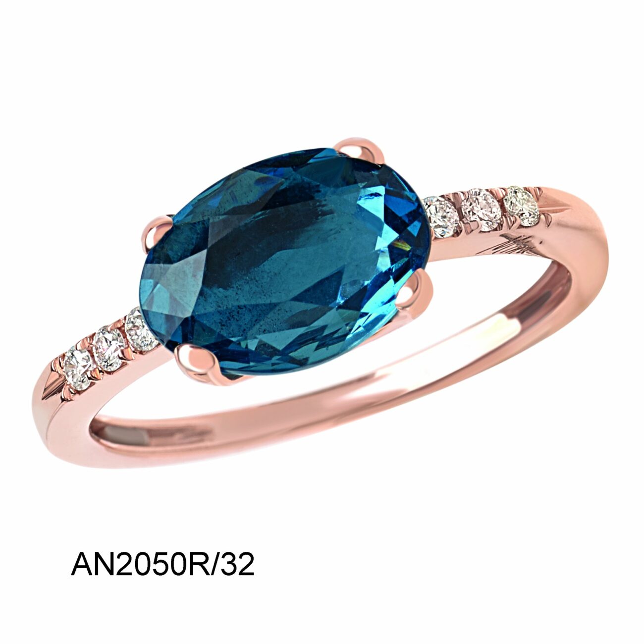 ANELLO ORO ROSA, DIAMANTI, TOPAZIO LONDON BLU - Ferraris